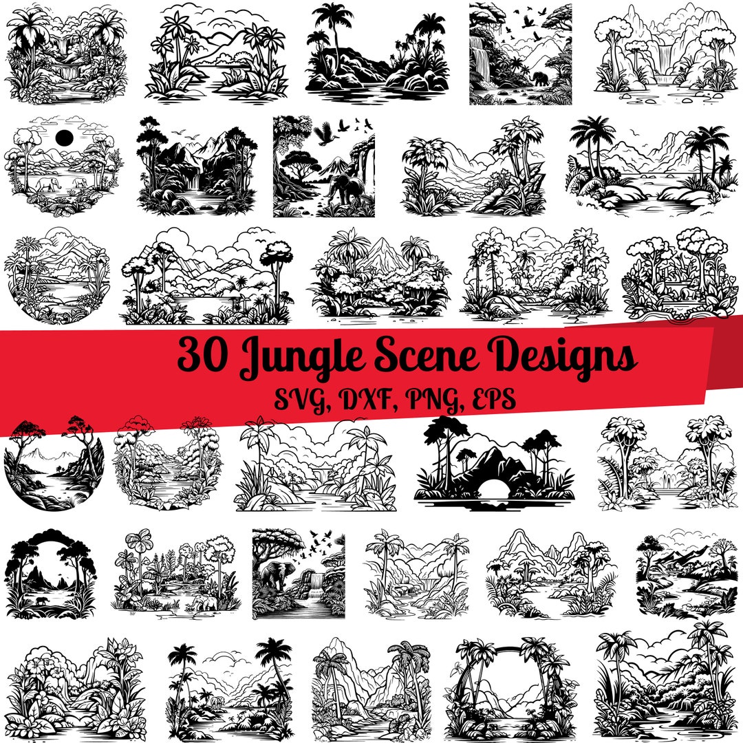 30 Jungle Scene SVG Bundle, Jungle Scene Dxf, Jungle Scene Png, Jungle ...