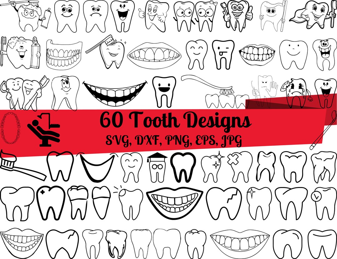 Buy 60 Tooth SVG Bundle, Tooth Dxf, Tooth Png, Dental Svg, Tooth Eps ...