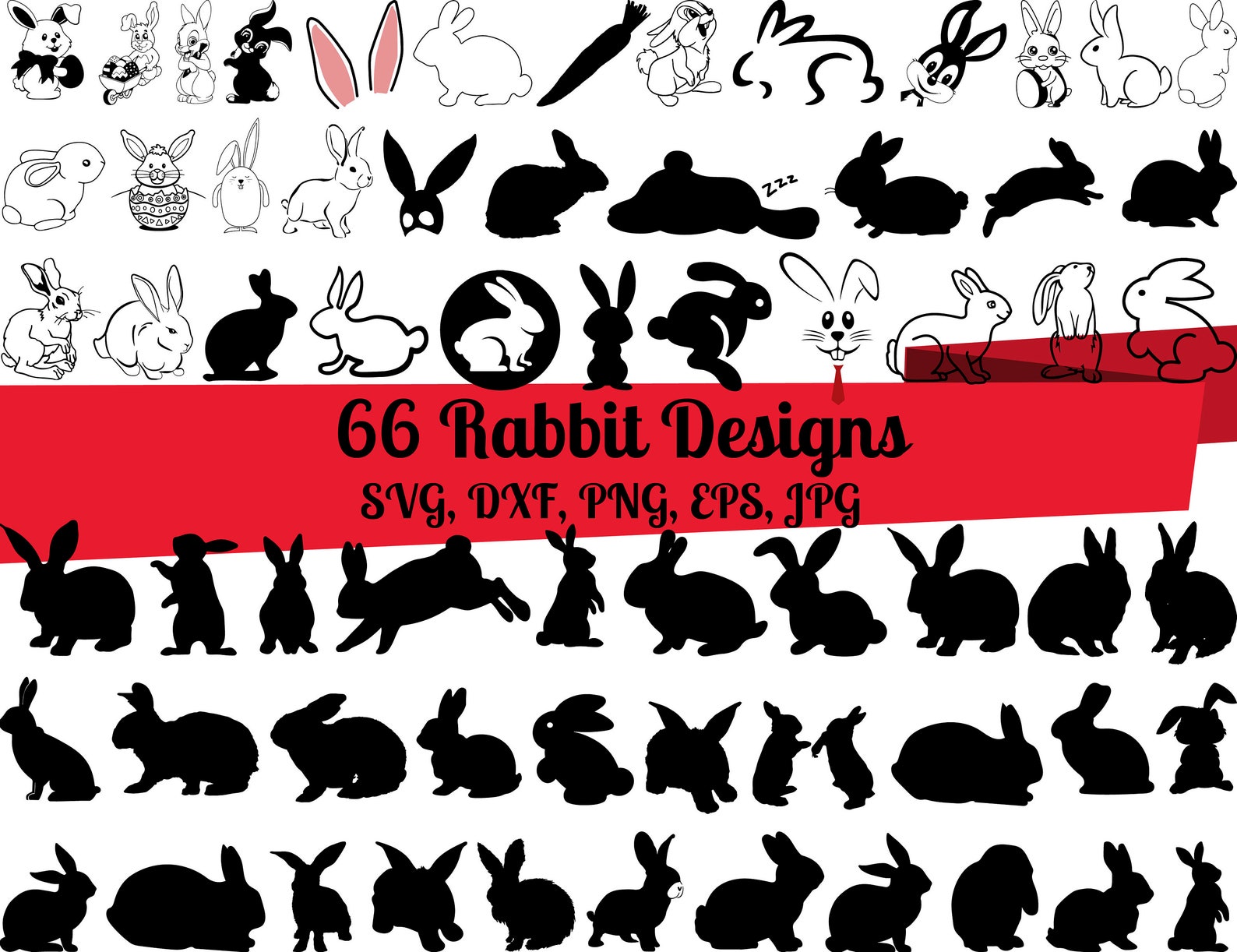66 Rabbit SVG Bundle Bunny Svg Rabbit Dxf Rabbit Png | Etsy