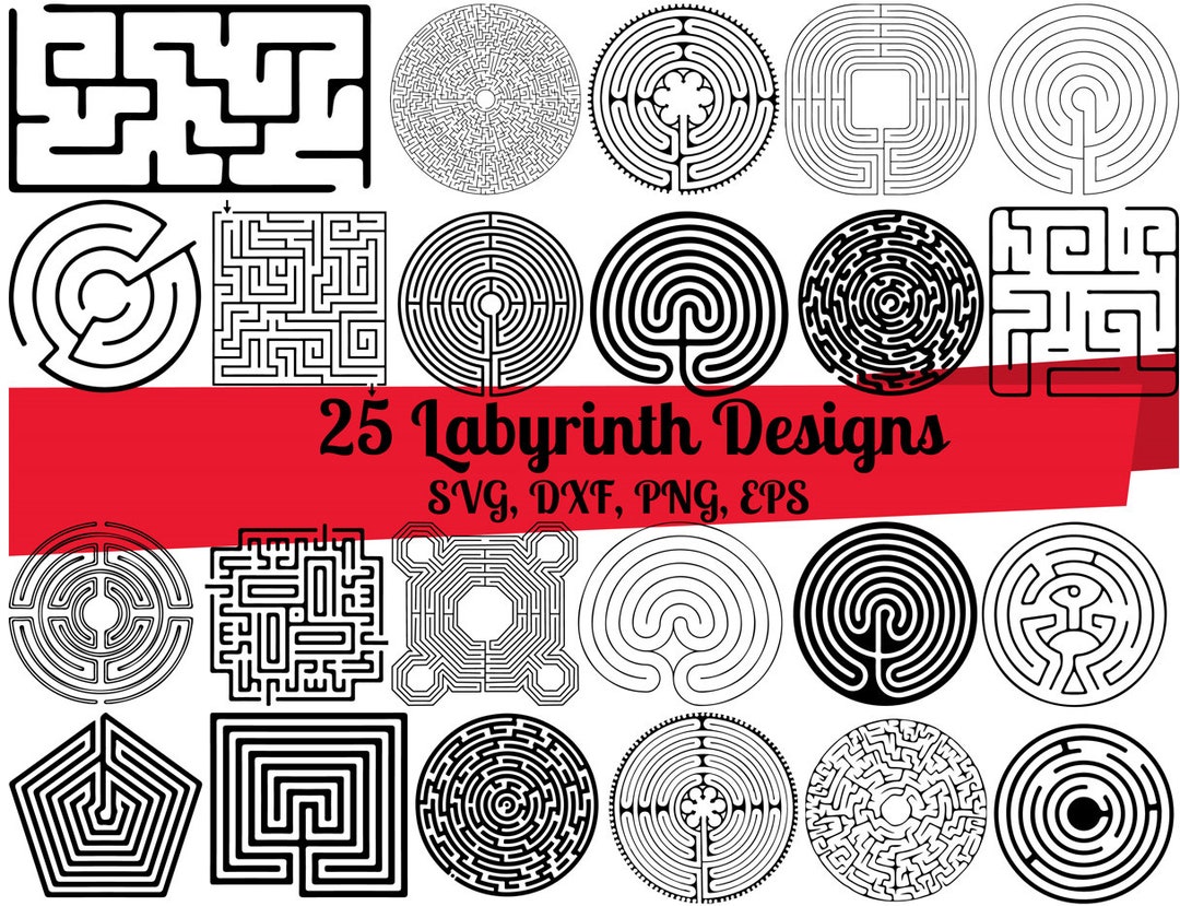 25 Labyrinth SVG Bundle, Maze Svg, Maze Dxf, Maze Png, Labyrinth Dxf ...