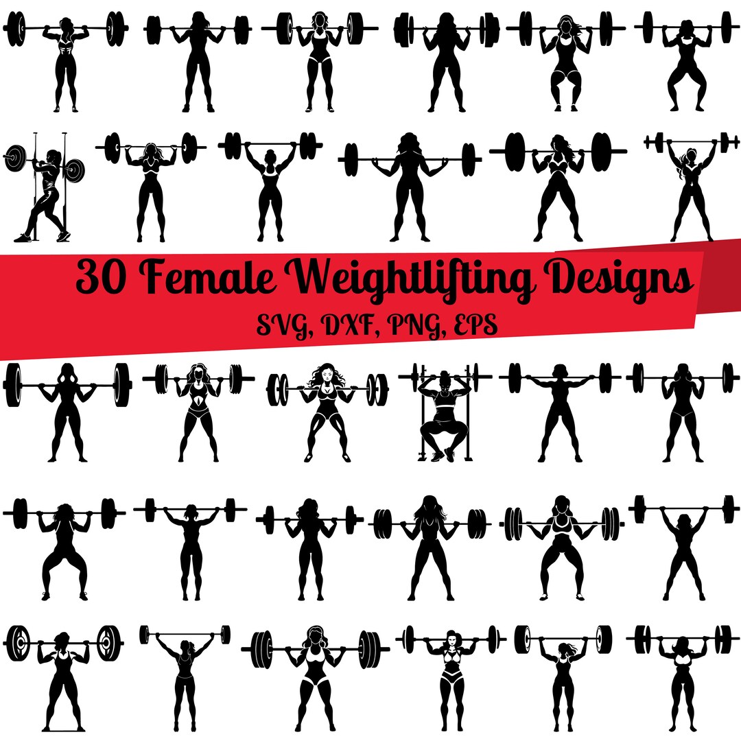 30 Female Weightlifting SVG Bundle, Female Weightlifting Dxf, Female ...