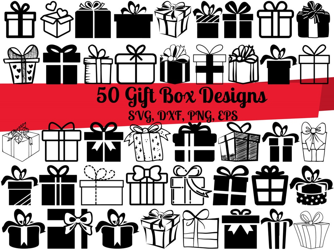 50 Presents SVG Bundle, Gift Box Svg, Gift Box Dxf, Gift Box Png, Gift ...