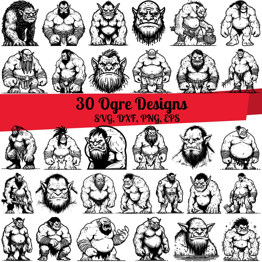 30 Ogre SVG Bundle, Ogre Dxf, Ogre Png, Ogre Vector, Ogre Outline, Ogre ...