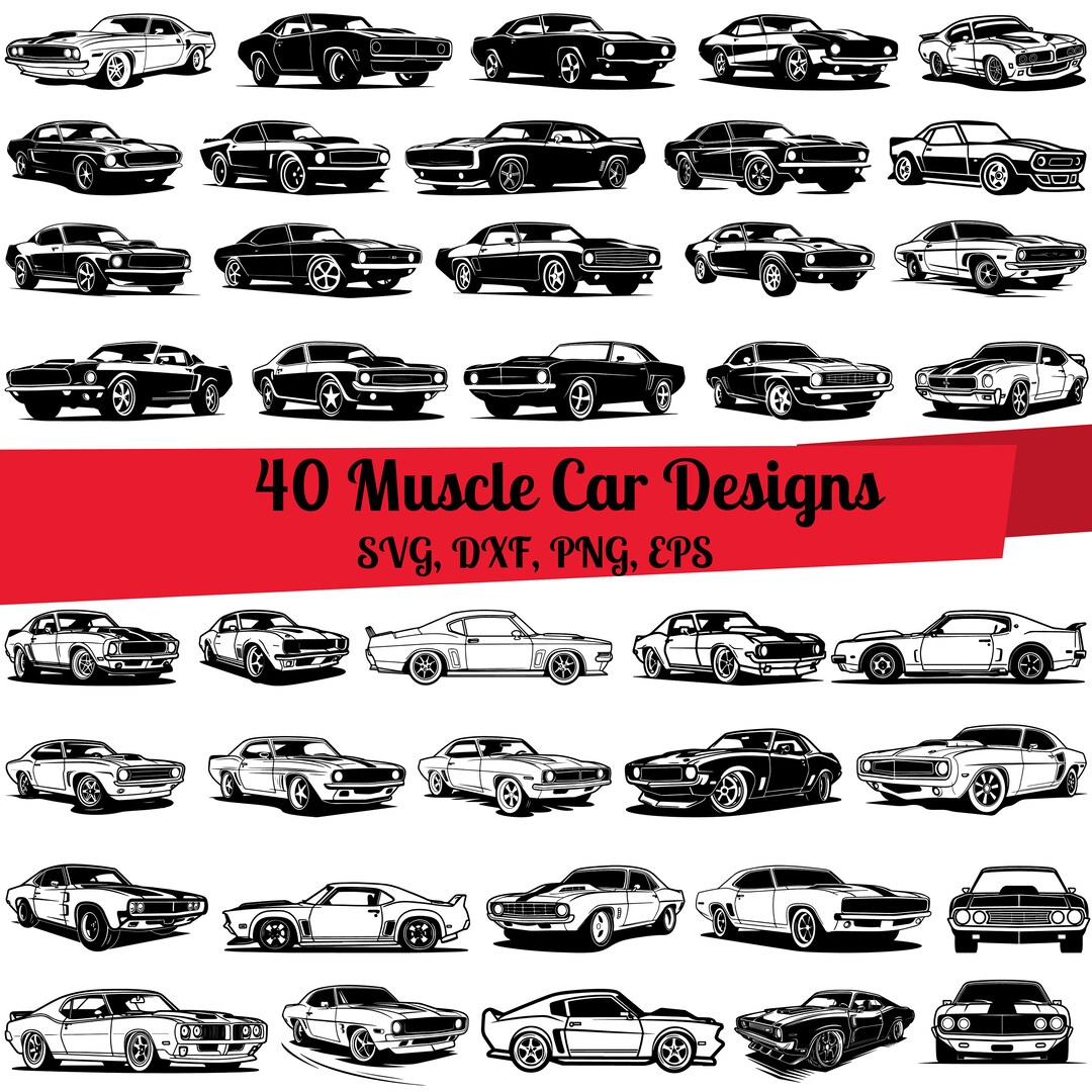 40 Muscle Car SVG Bundle, Muscle Car Svg, Muscle Car Dxf, Muscle Car ...