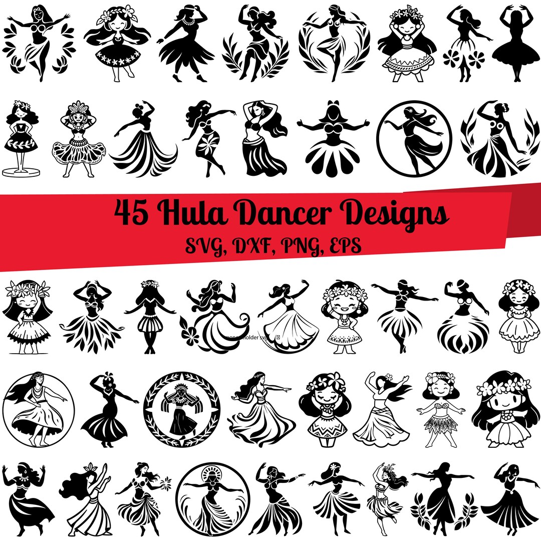 45 Hula Dancer SVG Bundle, Hula Girl Svg, Hawaiian Dancer Svg, Hula ...