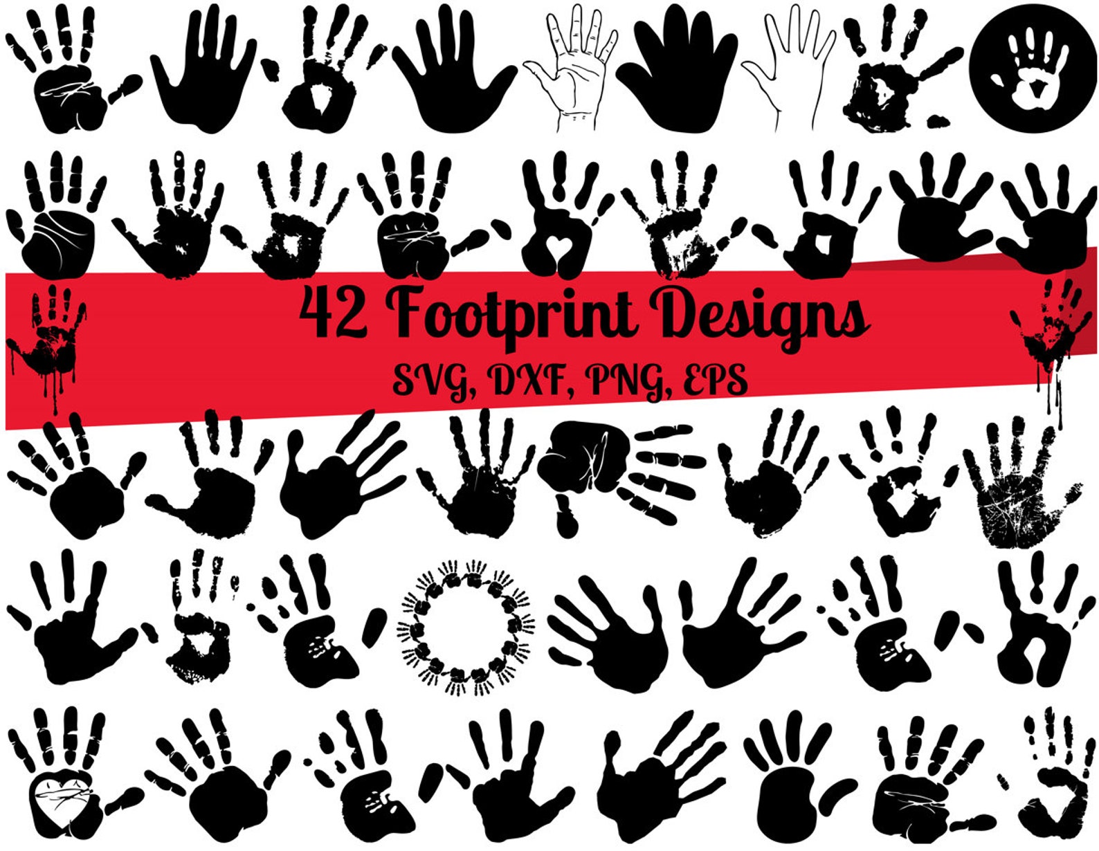 42 Handprint SVG Bundle Hand Print Svg Handprint Dxf - Etsy