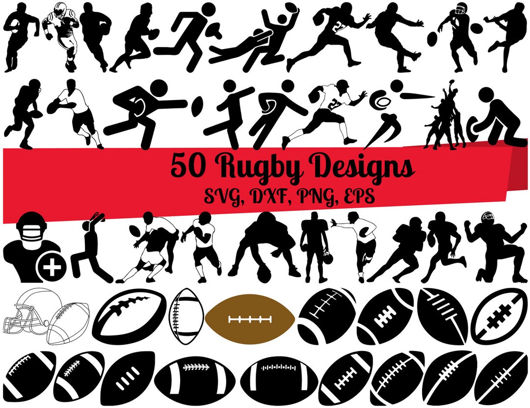 50 Rugby SVG Bundle, Rugby Ball Svg, Rugby Dxf, Rugby Png, Rugby Player ...