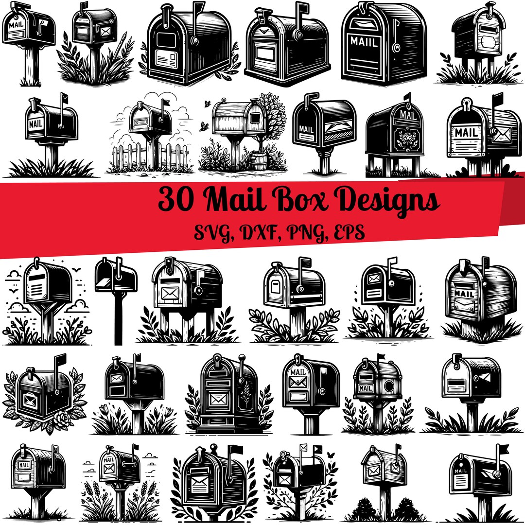 30 Mail Box SVG Bundle, Mail Box Dxf, Mail Box Png, Mail Box Vector ...