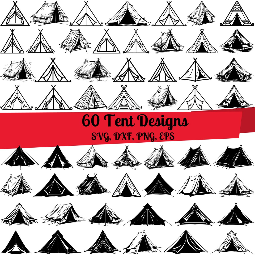 60 Tent SVG Bundle, Tent dxf, Bacon png, Tent vector, Tent outline ...