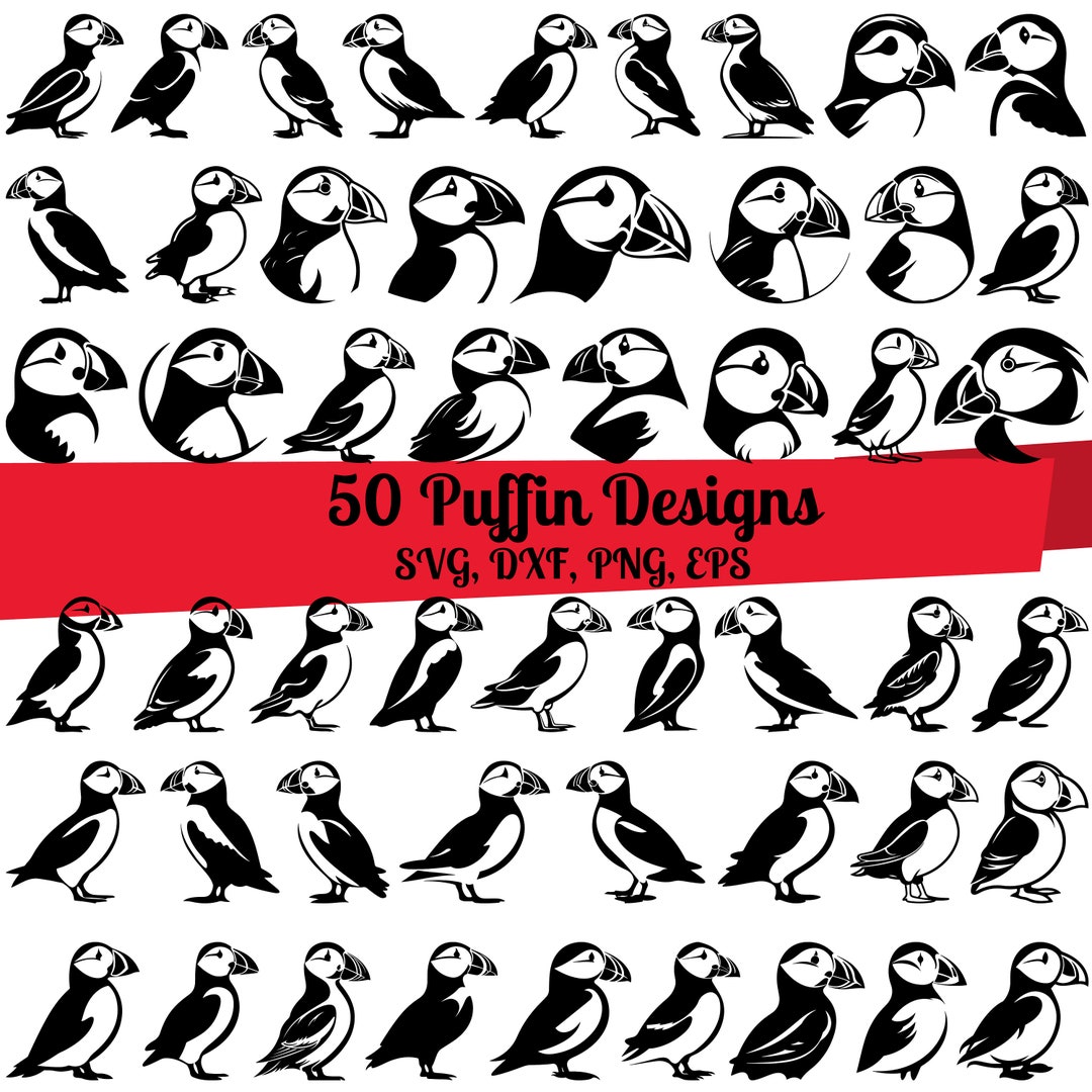 50 Puffin Bird SVG Bundle, Puffin Dxf, Puffin Png, Puffin Vector ...