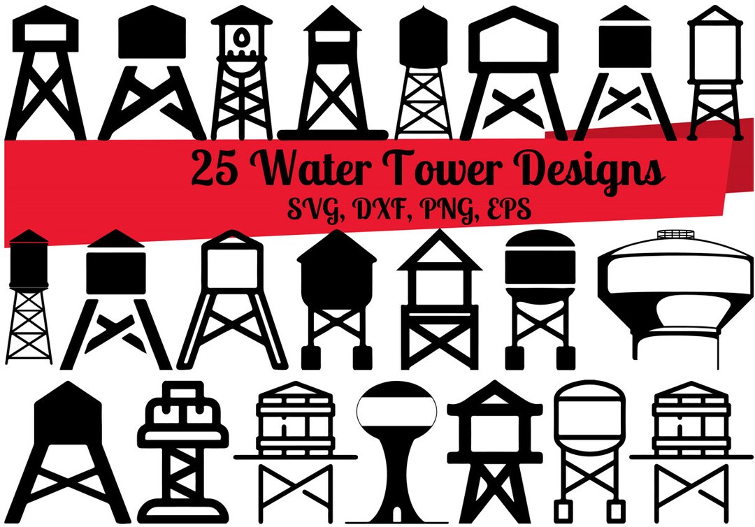 25 Water Tower SVG Bundle, Water Tower Dxf, Water Tower Png, Water ...