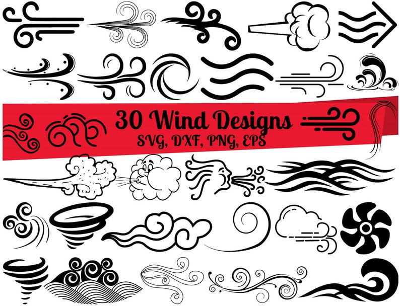 30 Wind SVG Bundle, Wind Storm svg, Air Flow svg, Storm svg, Wind dxf ...