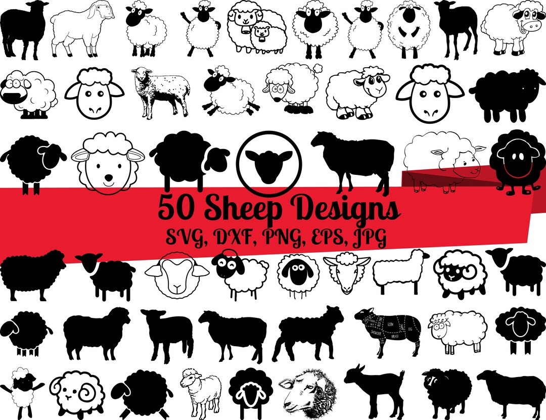 50 Sheep SVG Bundle, Sheep Dxf, Sheep Png, Sheep Eps, Sheep Vector ...