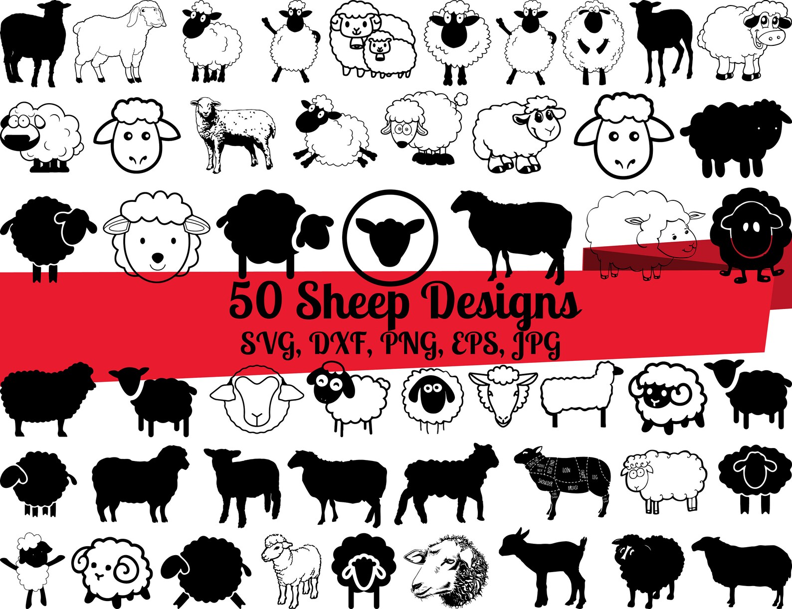 50 Sheep SVG Bundle Sheep dxf Sheep png Sheep eps Sheep | Etsy