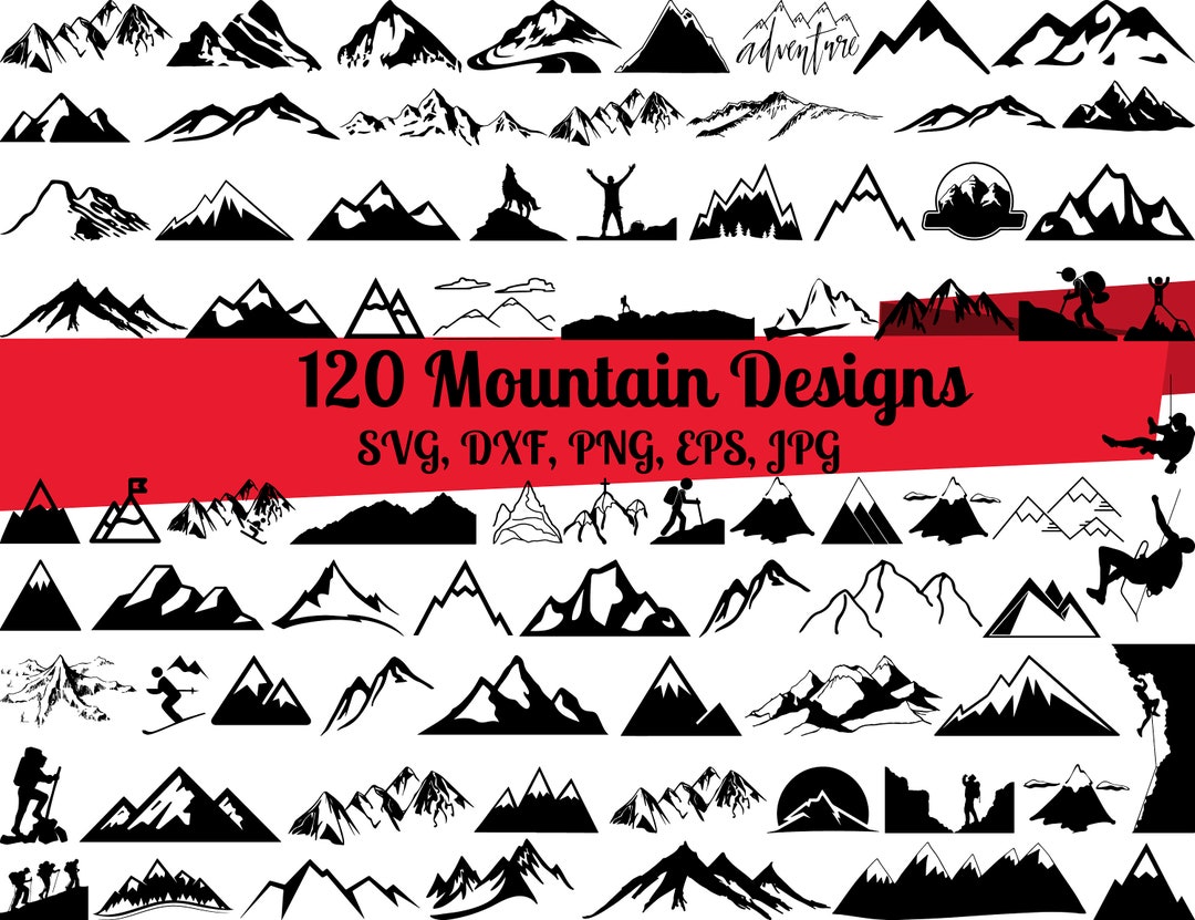 120 Mountain SVG Bundle, Mountains Svg, Mountain Dxf, Mountain Png ...
