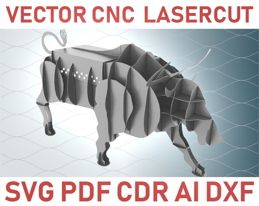 Bull Shelf Laser Cut Files SVG DXF CDR Vector Plans Laser - Etsy