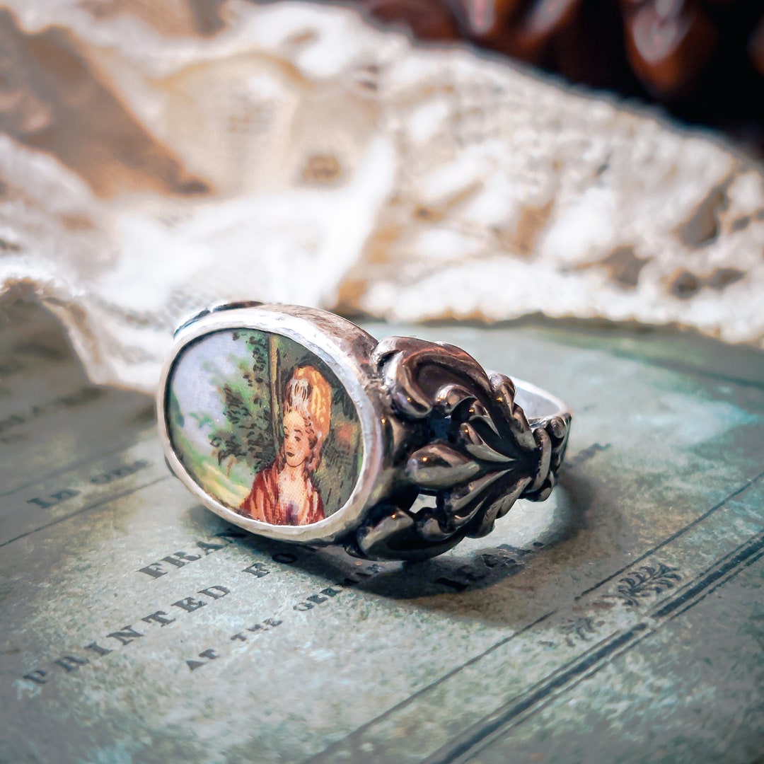 Victorian Sterling Silver Portrait Porcelain Ring Handmade OOAK - Etsy