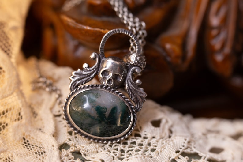 Gothic Winged Skull Necklace, Graveyard Cemetery Themed, Taphophile ...