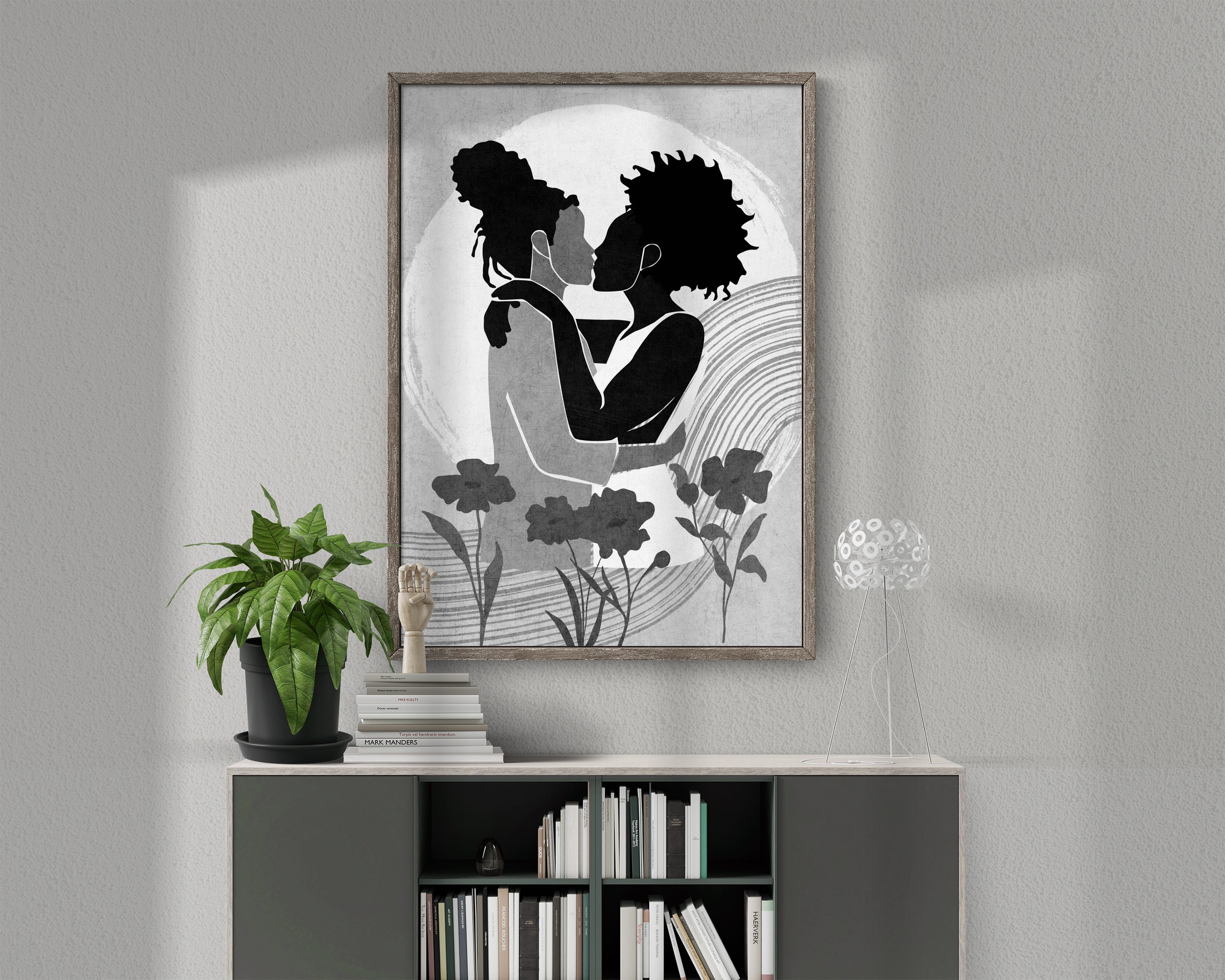 Romantic Black Lesbian Couple Art Print Lesbian Pride Etsy