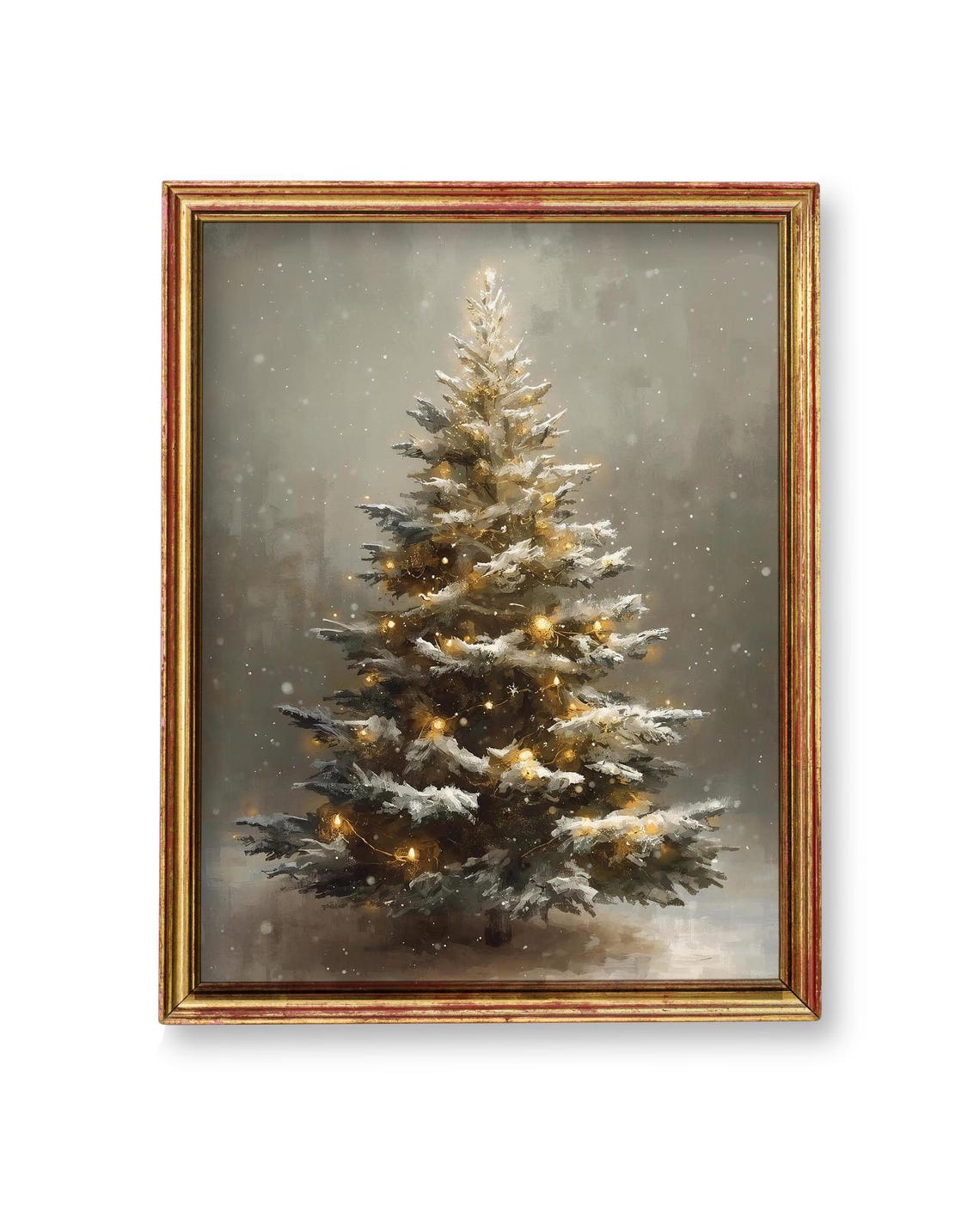 Vintage Snowy Christmas Tree Print, Winter Forest Decor (digital ...