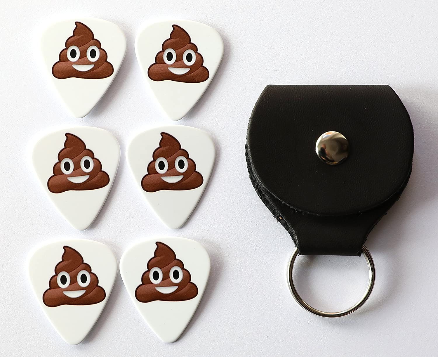 6 Poop Guitar Plectrums With Faux Leather Keyring Pick Holder - Etsy UK