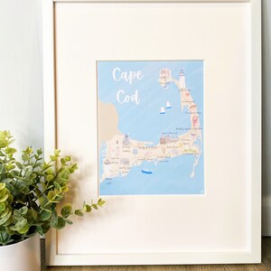 Cape Cod Illustrated Map Cape Cod Map Illustration Cape | Etsy