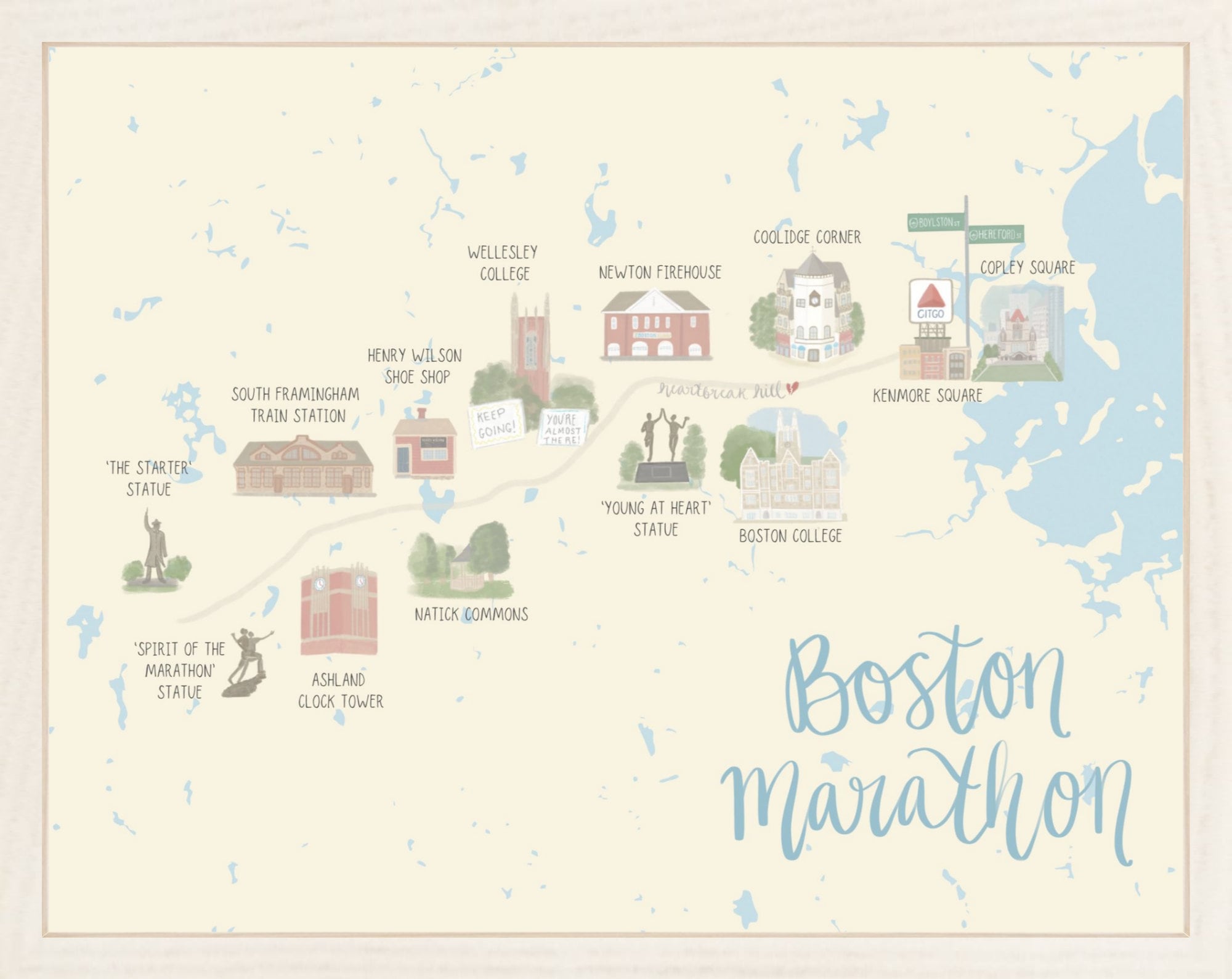 Boston Marathon Map Print | Personalize! - Etsy