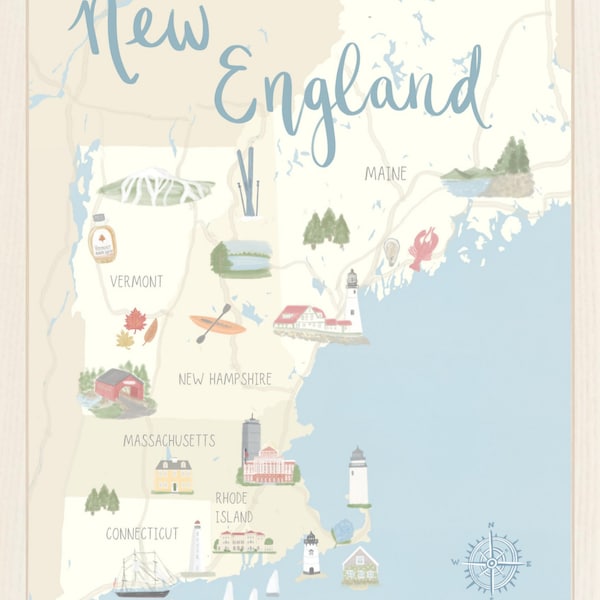 New England Poster - Etsy