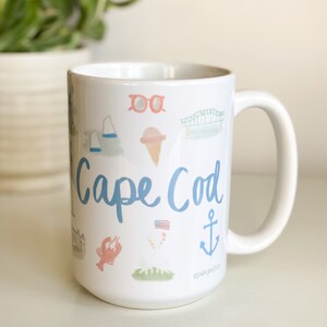 Cape Cod Landmark Mug - 15oz. | Cape Cod Map Mug - Etsy