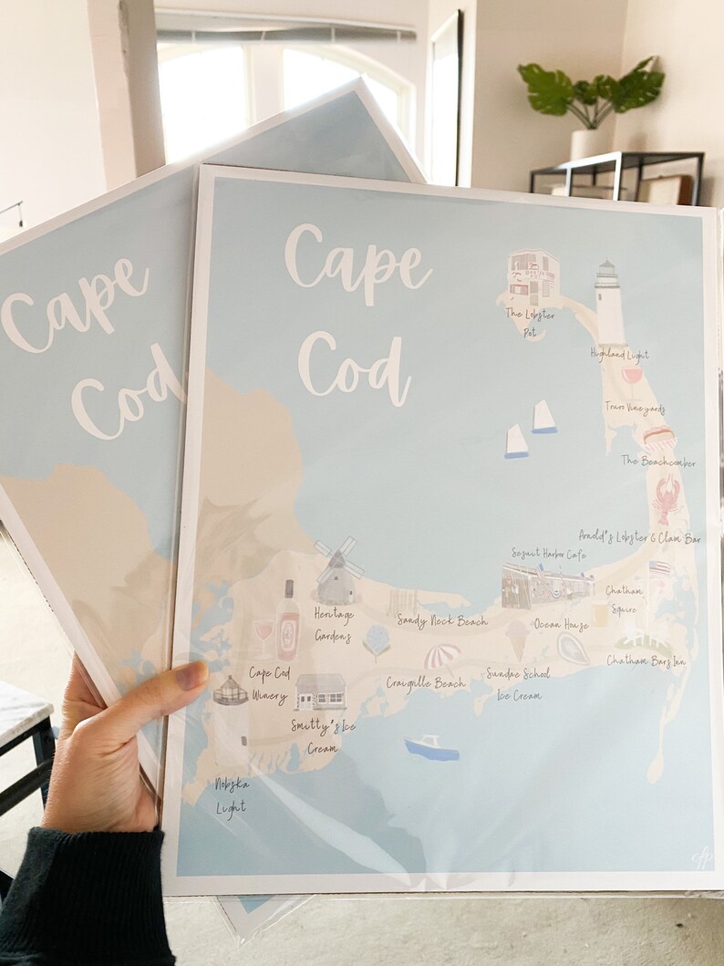 Cape Cod Illustrated Map Cape Cod Map Illustration Cape - Etsy