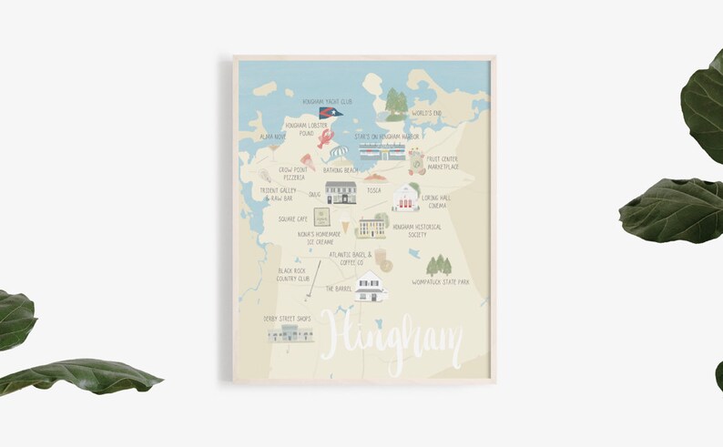 Hingham Map Print | Hingham Massachusetts Art - Etsy