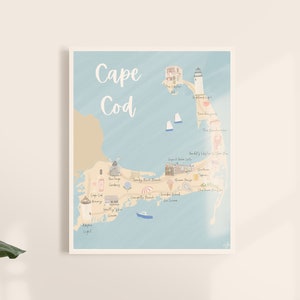 Cape Cod Illustrated Map Cape Cod Map Illustration Cape | Etsy
