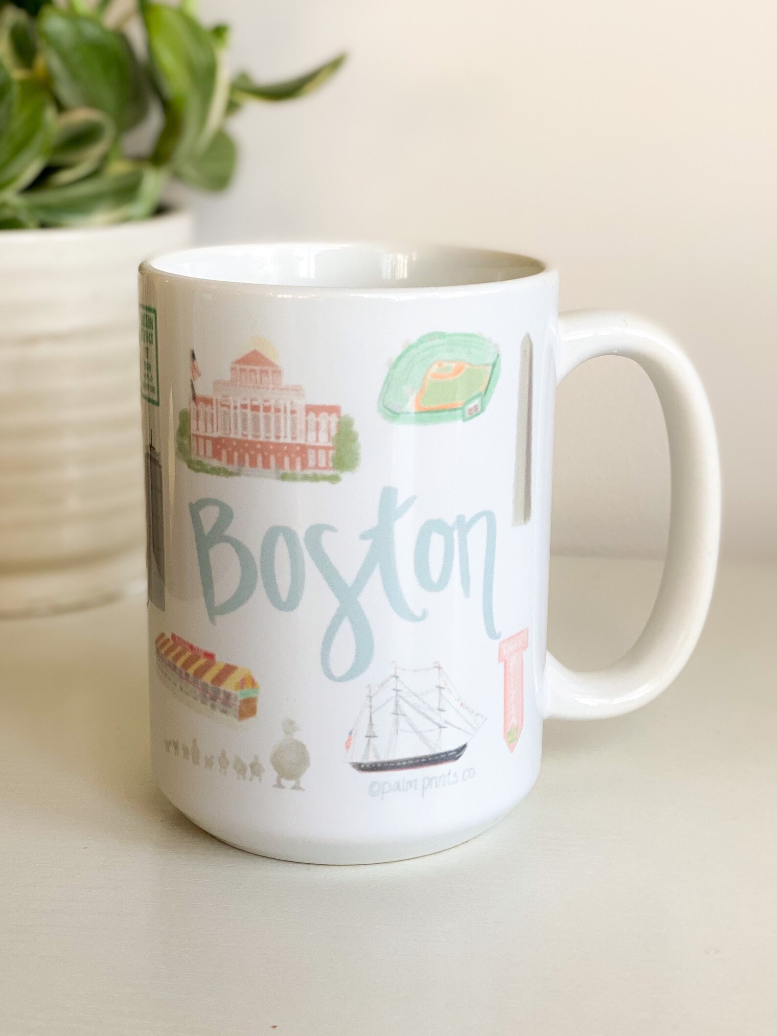 Boston Landmark Mug - 15oz | Boston Map Mug - Etsy