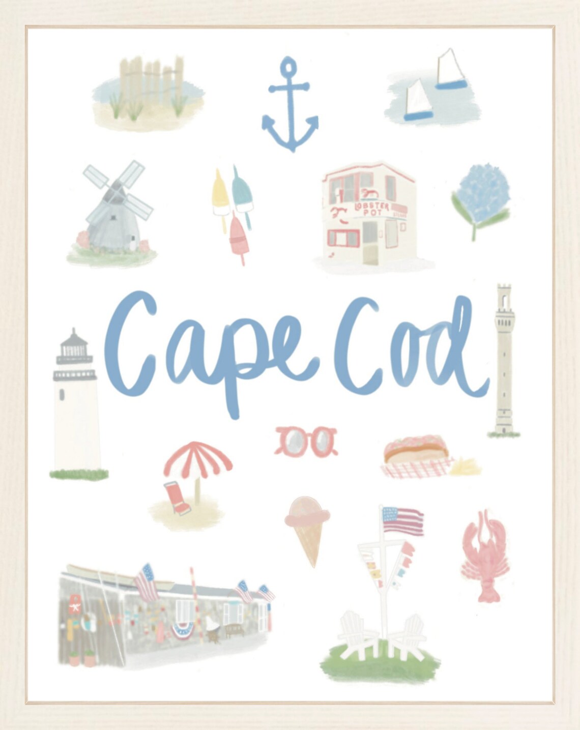 Cape Cod in the Summer Print | Wall Art | Housewarming Gift - Etsy
