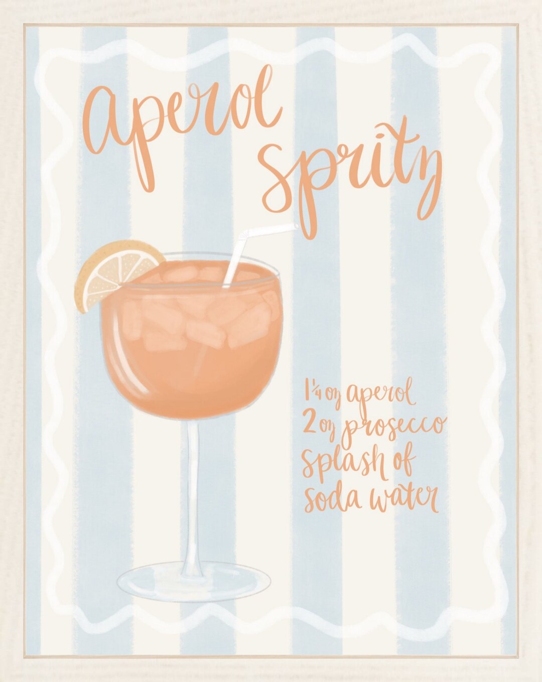 Aperol Spritz Print | Bar Cart Decor | Cocktail Art - Etsy