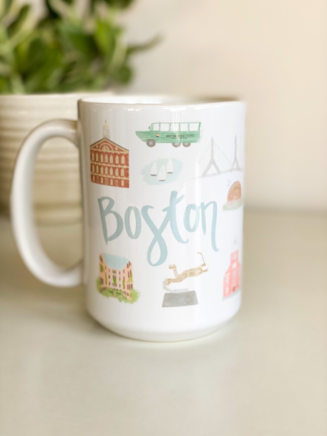 Boston Landmark Mug - 15oz | Boston Map Mug - Etsy