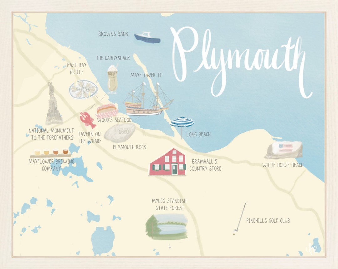 Plymouth Map Print | Plymouth Massachusetts Art - Etsy