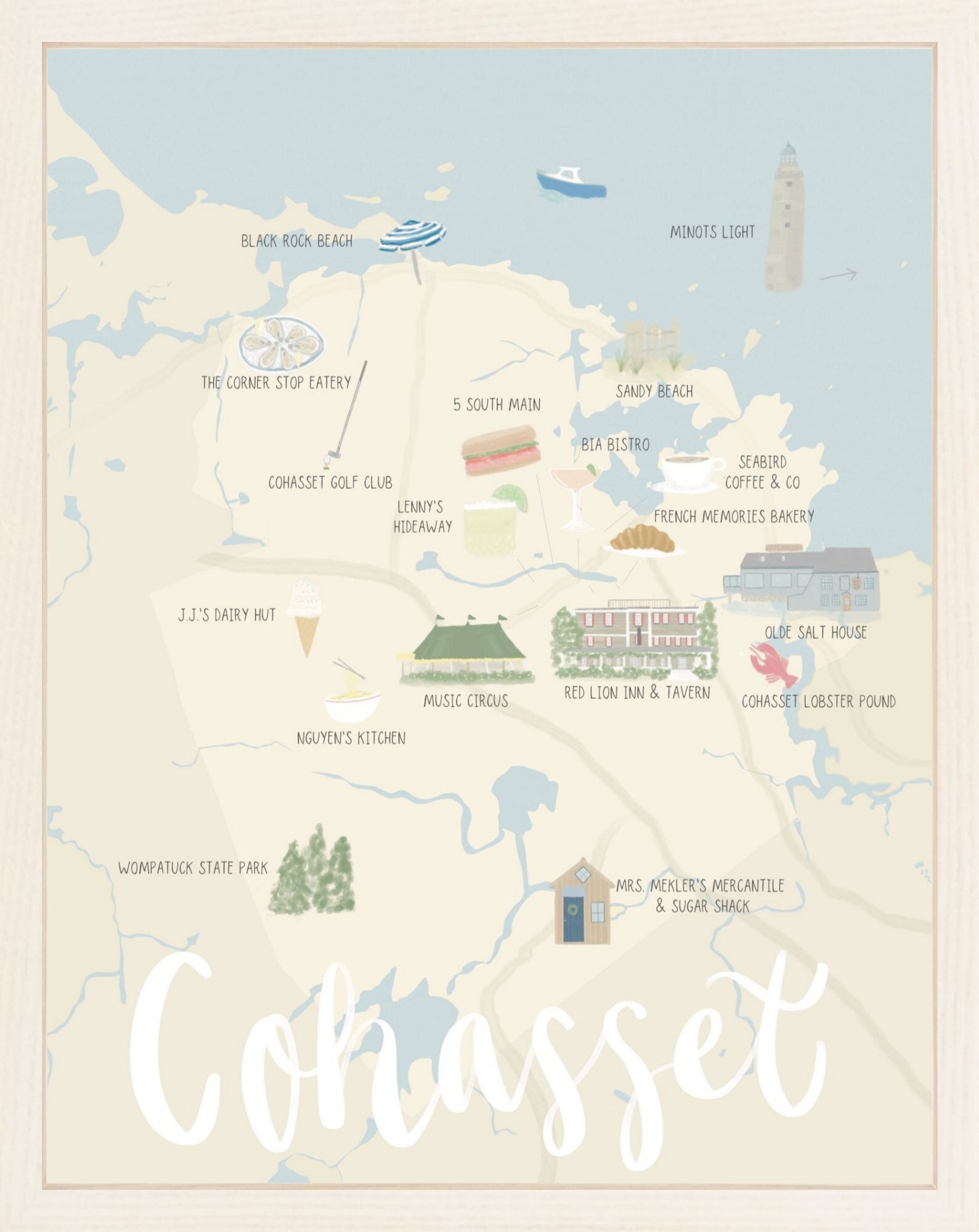Cohasset Map Print | Cohasset Art - Etsy