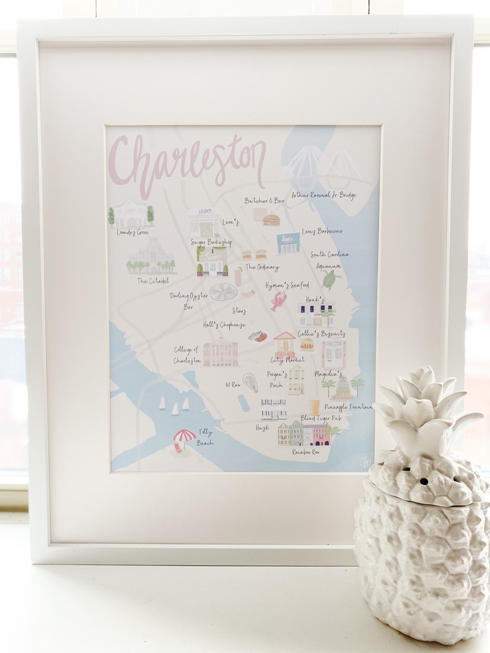 Charleston Illustrated Map Print | South Carolina Art - Etsy