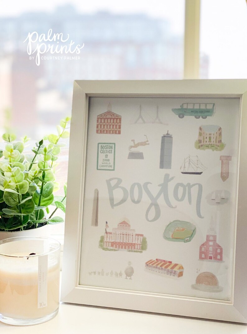 Boston Landmark Art Print | Boston Illustration | Nursery Decor - Etsy