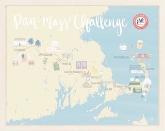 Pan-mass Challenge Digital File & Print Options Available, Custom Map ...