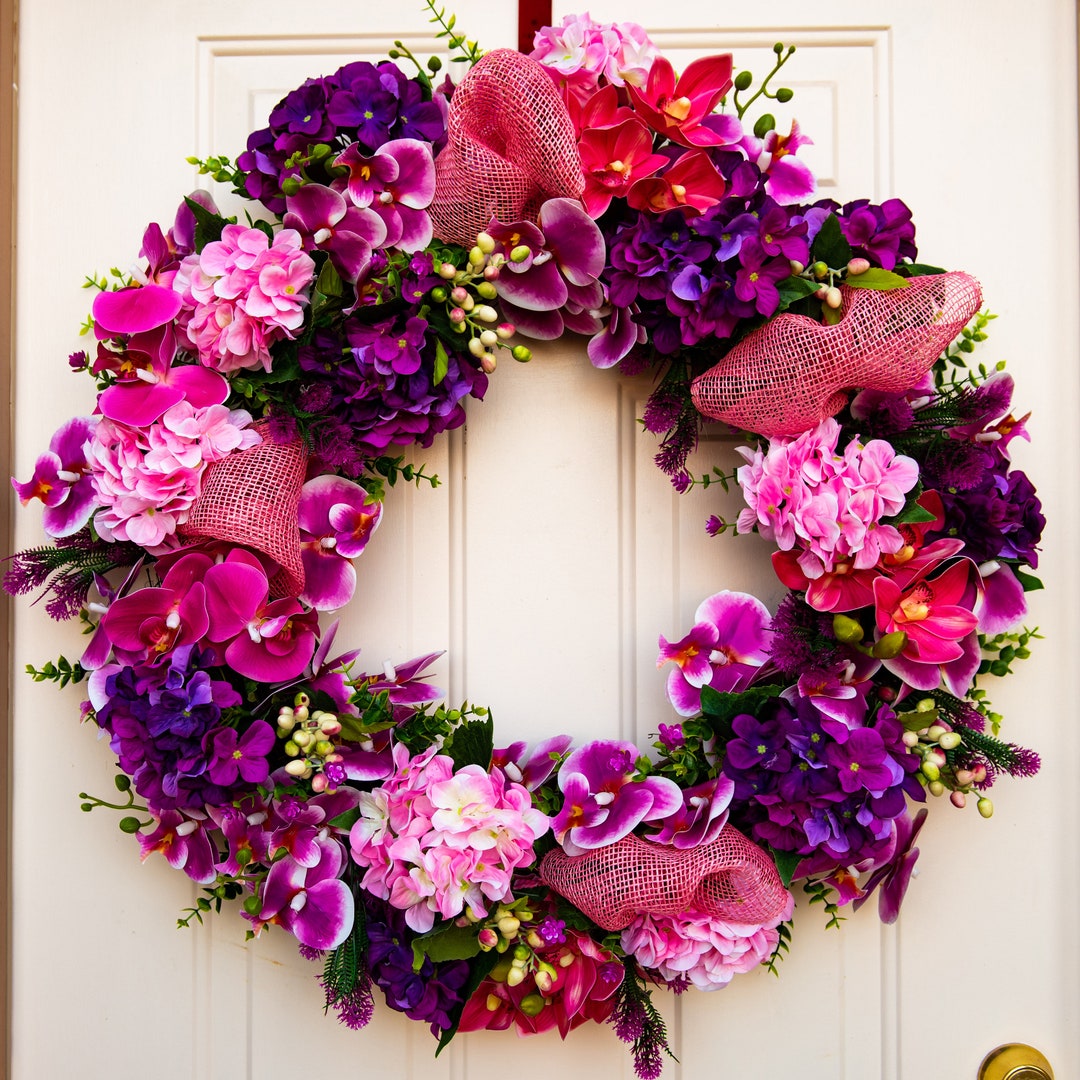 Colorful Wreath for Front Door,dry Flower Wreath With Orchids ...