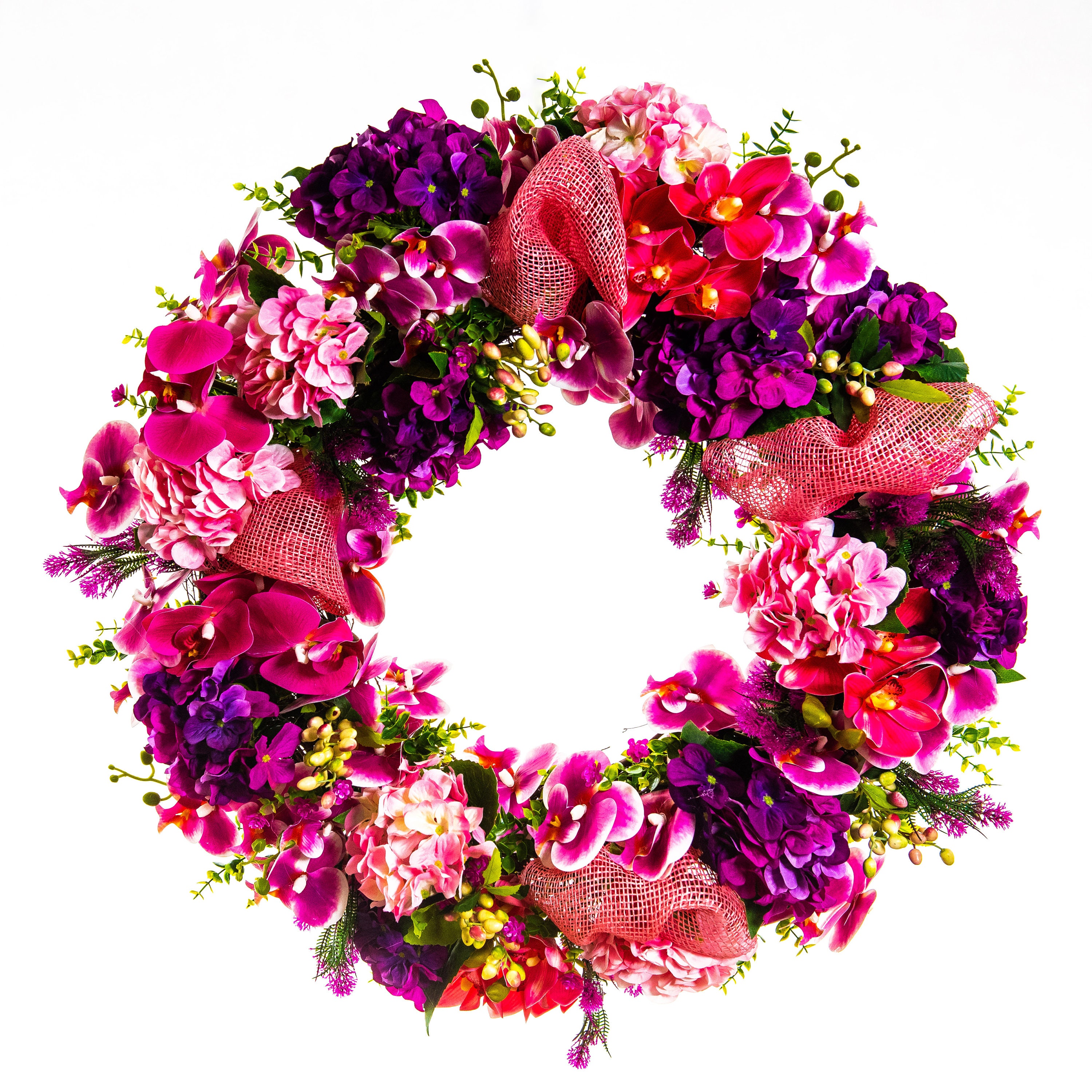 Colorful Wreath For Front DoorDry Flower Wreath with Orchids | Etsy