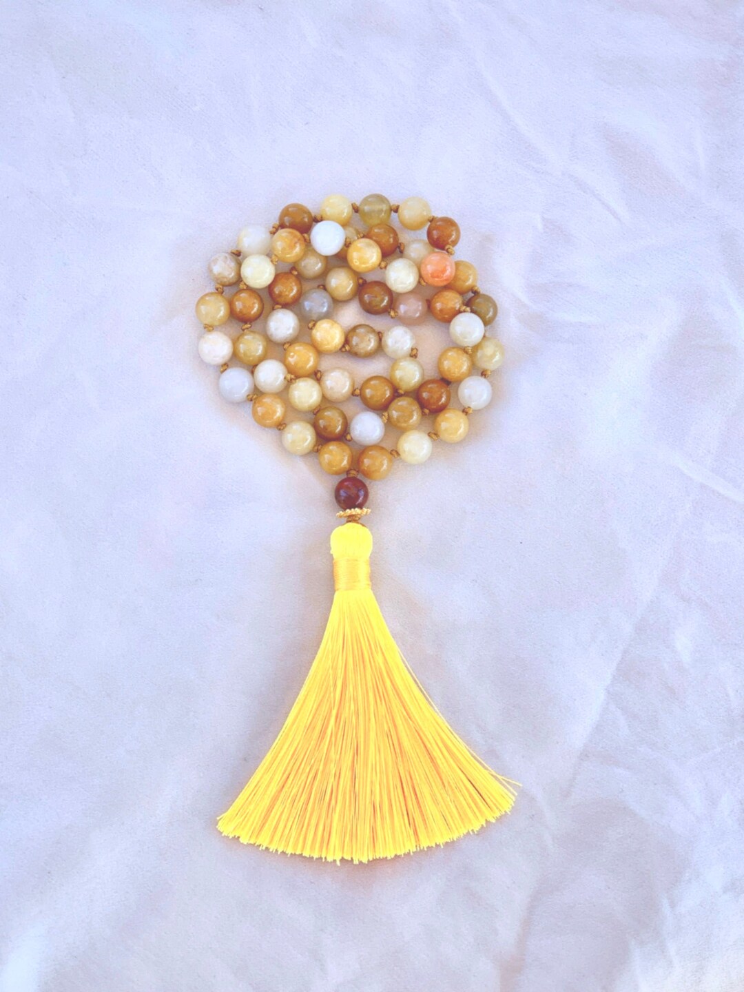Yellow Topaz Jade Half Mala/ 54 Hand Knotted Beads/ Meditation - Etsy