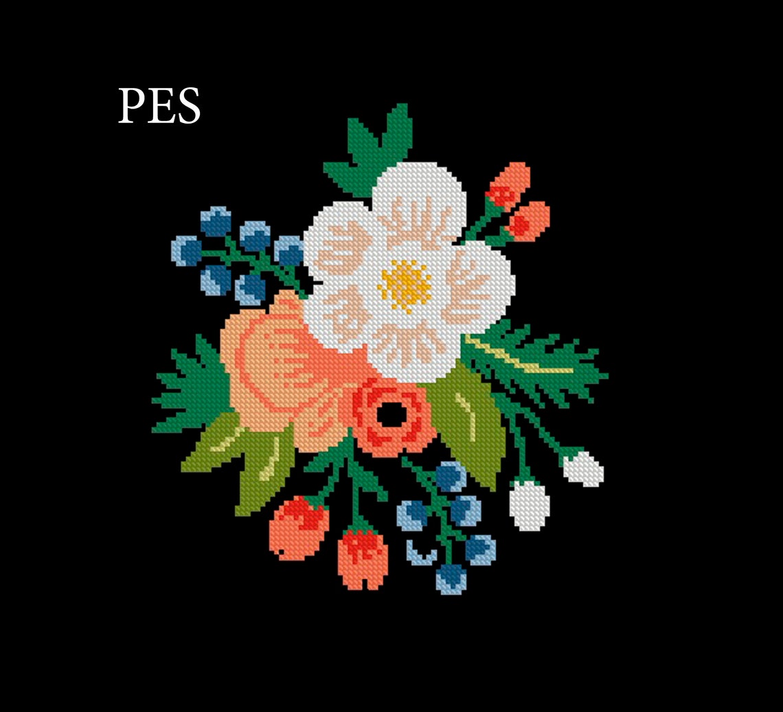 Shabby Chic Flowers floral embroidery simple applique | Etsy