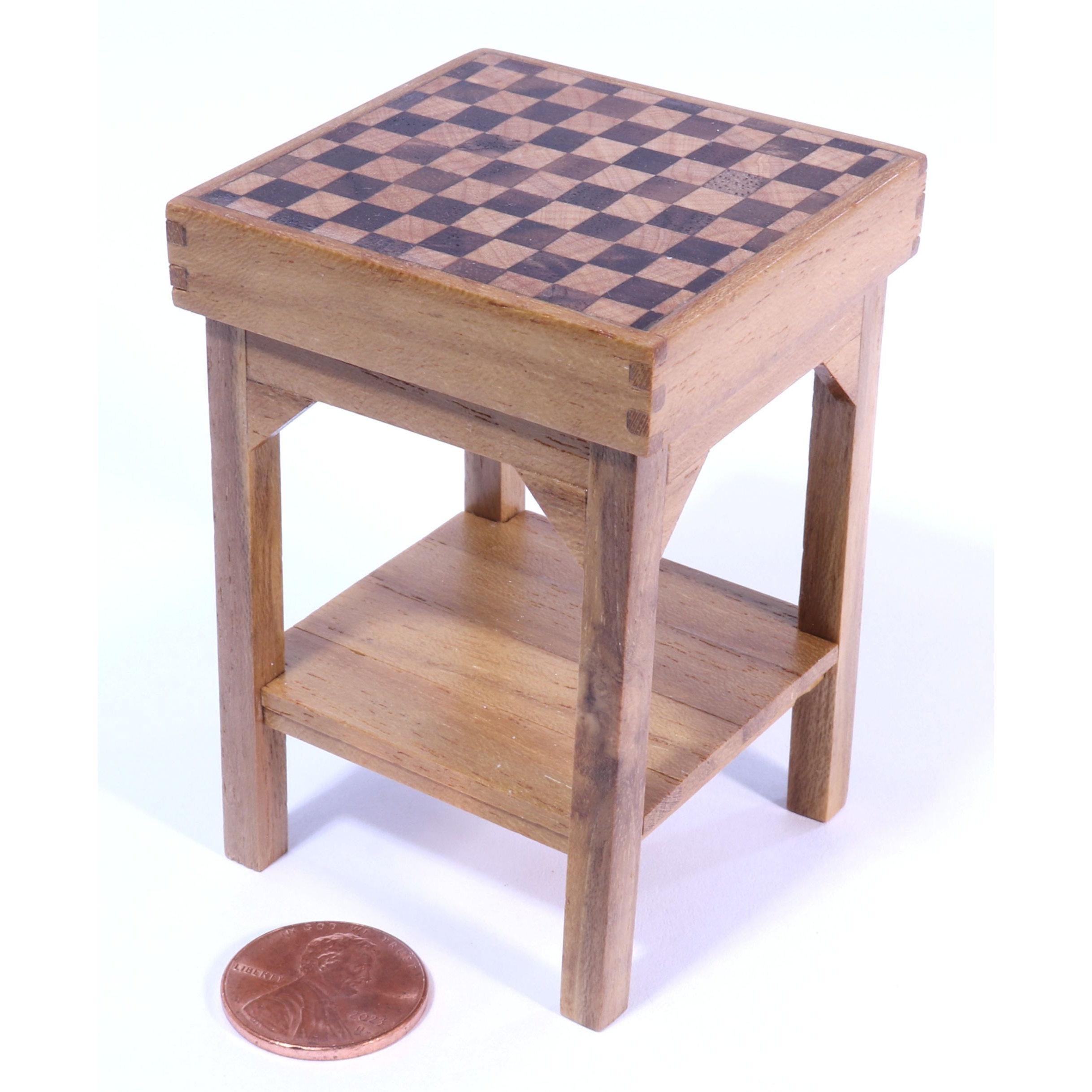 End Grain Butcher Block Table: 1/12 Scale Dollhouse Miniature - Etsy