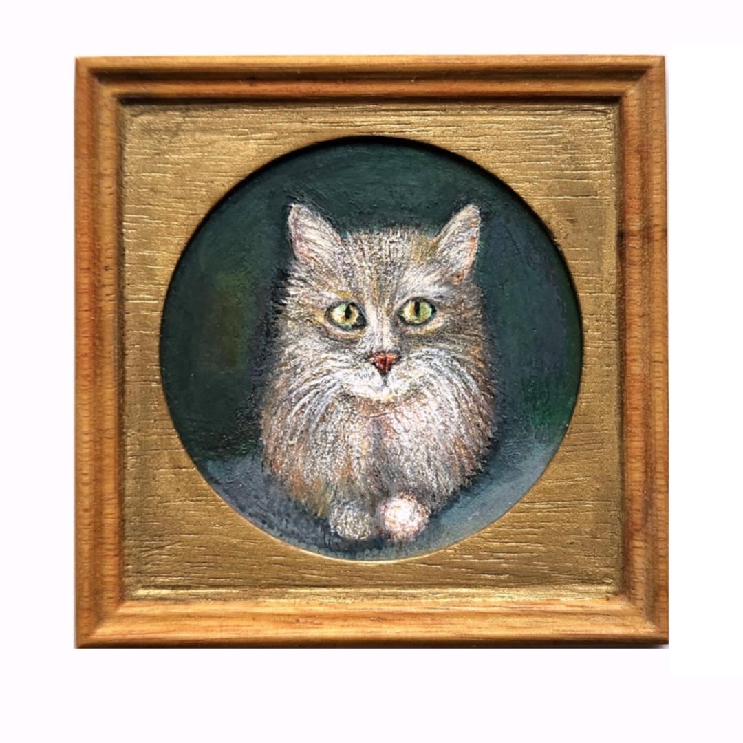 Monet With One Peach Paw: 1/12 Scale Dollhouse Miniature Painting - Etsy