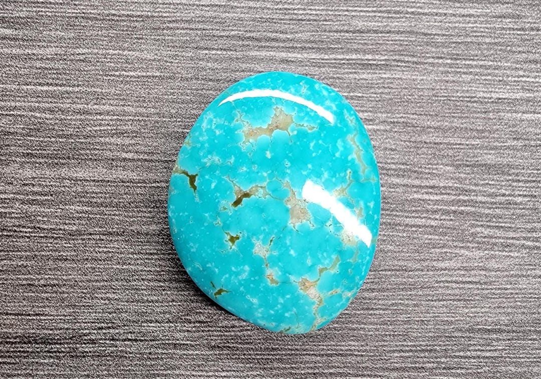 Kingman Turquoise Cabochon: Arizona Oval Gemstone (28x35x9 Mm) - Etsy