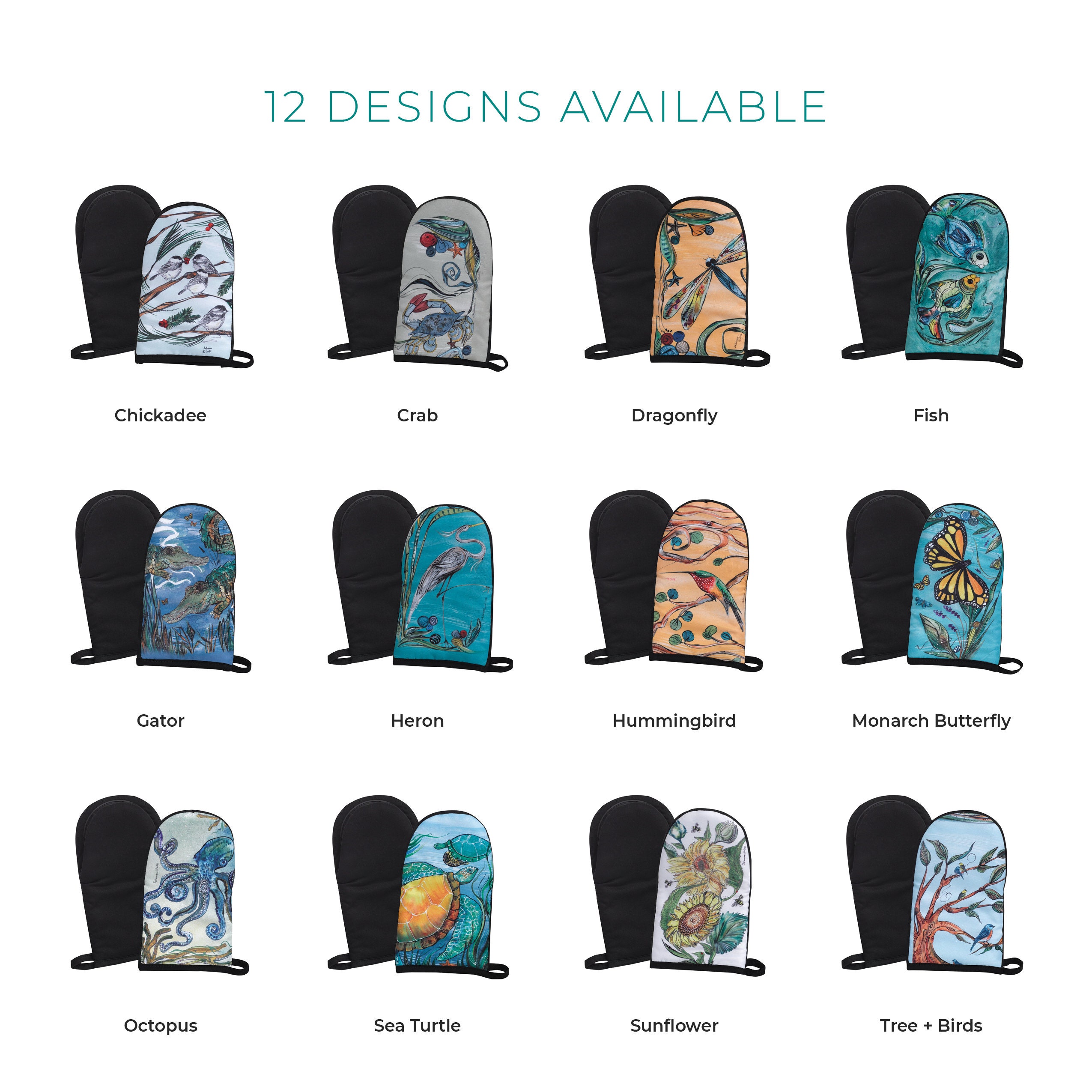 Oven Mitts - Watercolor Design - Natural World Collection ...