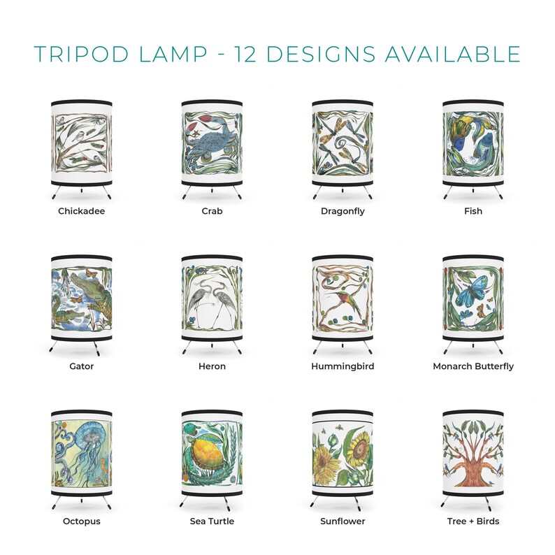 Decorative Table or Desk Lamp - Tree With Bird Motif - Tripod Lamp ...